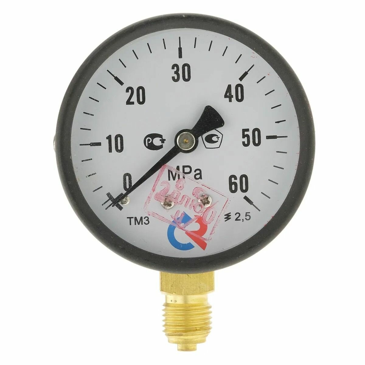 Манометр ТМ-310Р 600кгс/см2 (60MPa, 600бар, 600атмосфер) с поверкой резьба М12х1,5 корпус 63 мм класс точности 2,5 корпус-сталь росма
