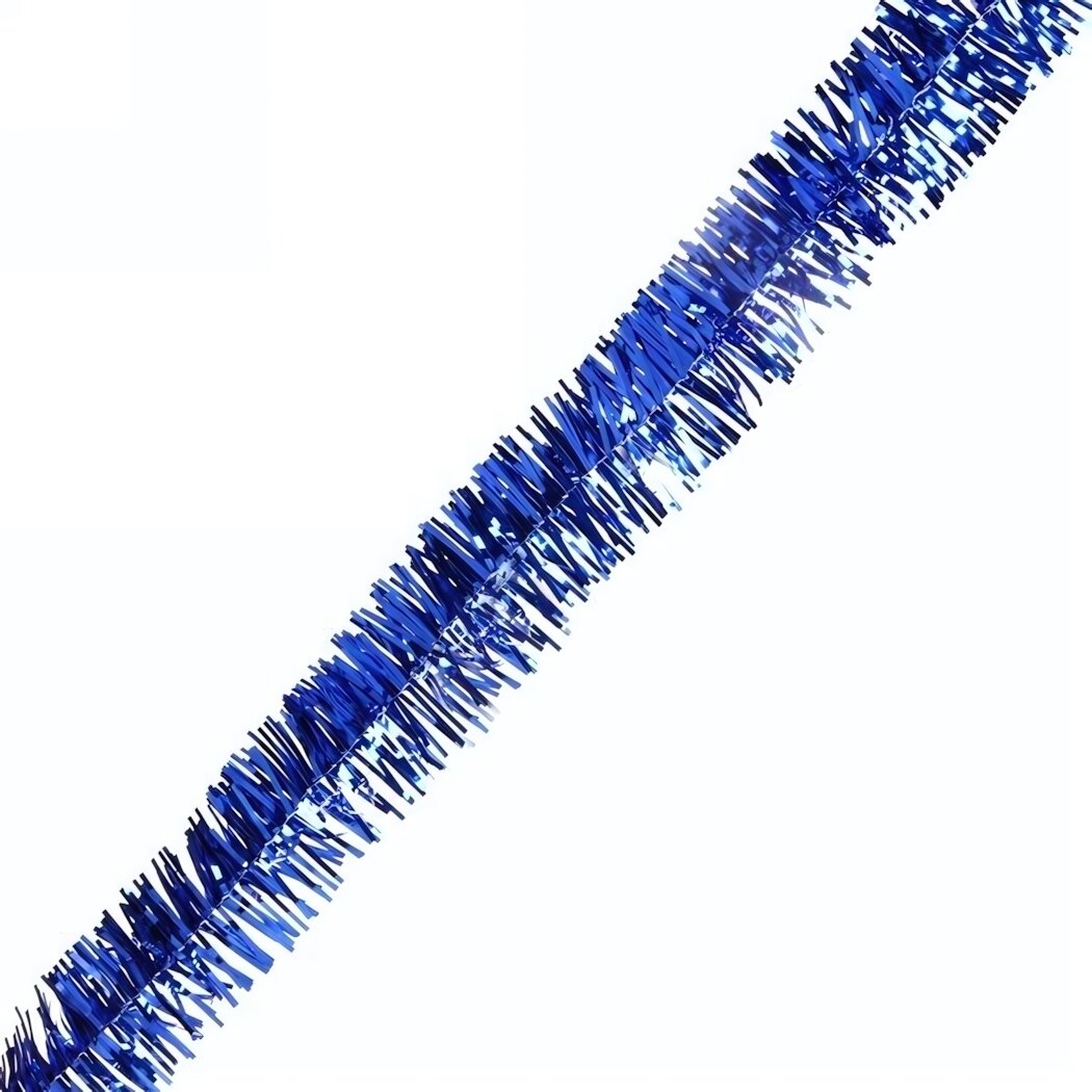 Мишура 2м, 5см «Классика», ярко-синий, блестящий, для новогоднего декора