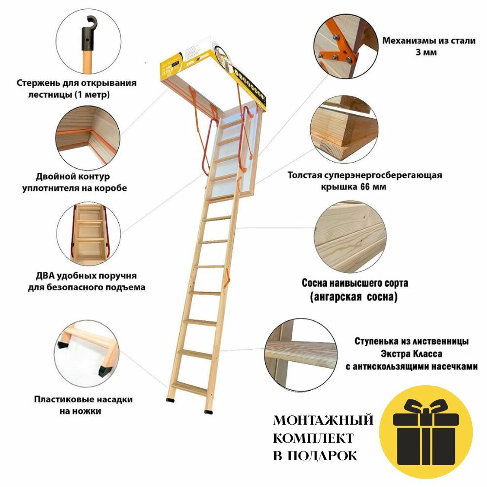 Чердачная лестница LRF Termo Extrem 66 mm Lux 600*1200*2800 (60*120 см)