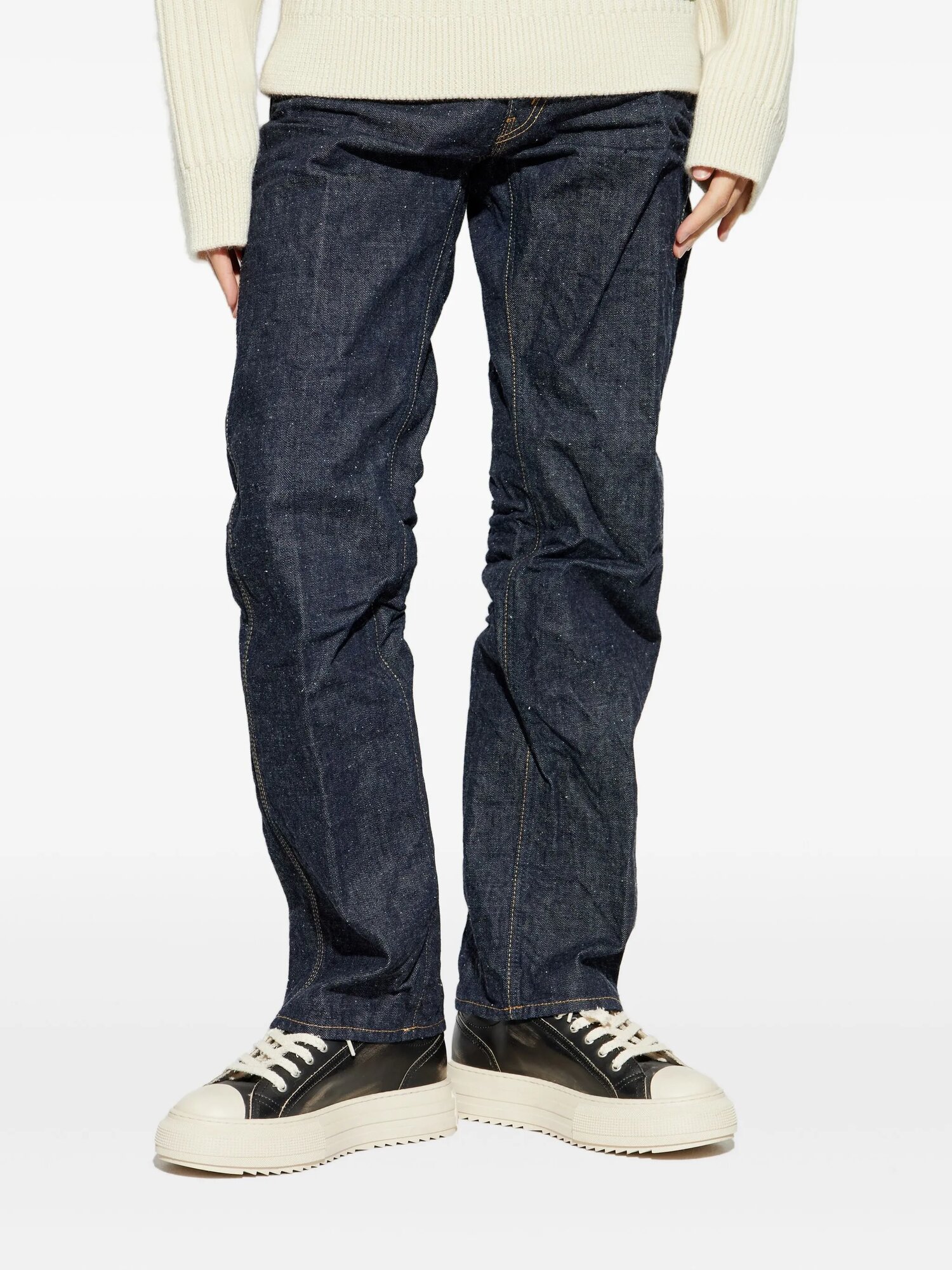 Брюки DSQUARED2 Button fastening ruched trousers, размер 44, синий — фото 1