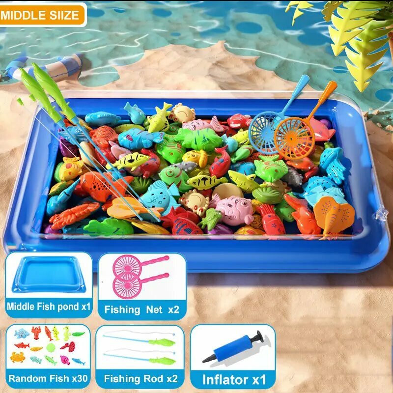 Магнитный набор для рыбалки, надувная модель для вечеринки у бассейна, игровые игры и MIDDLE SIZE