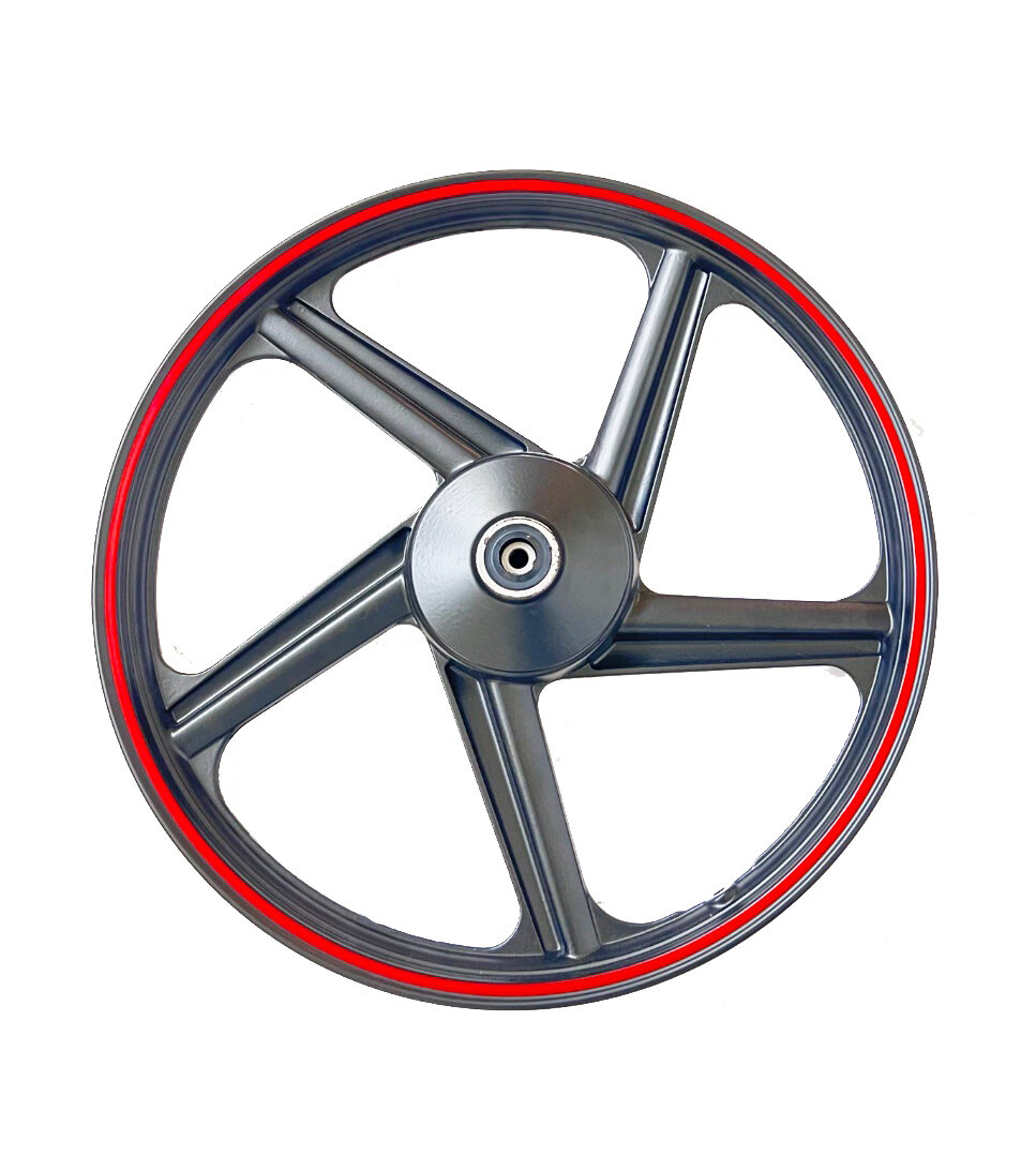 Диск литой, передний, черный, 5 лучей для мопеда Альфа