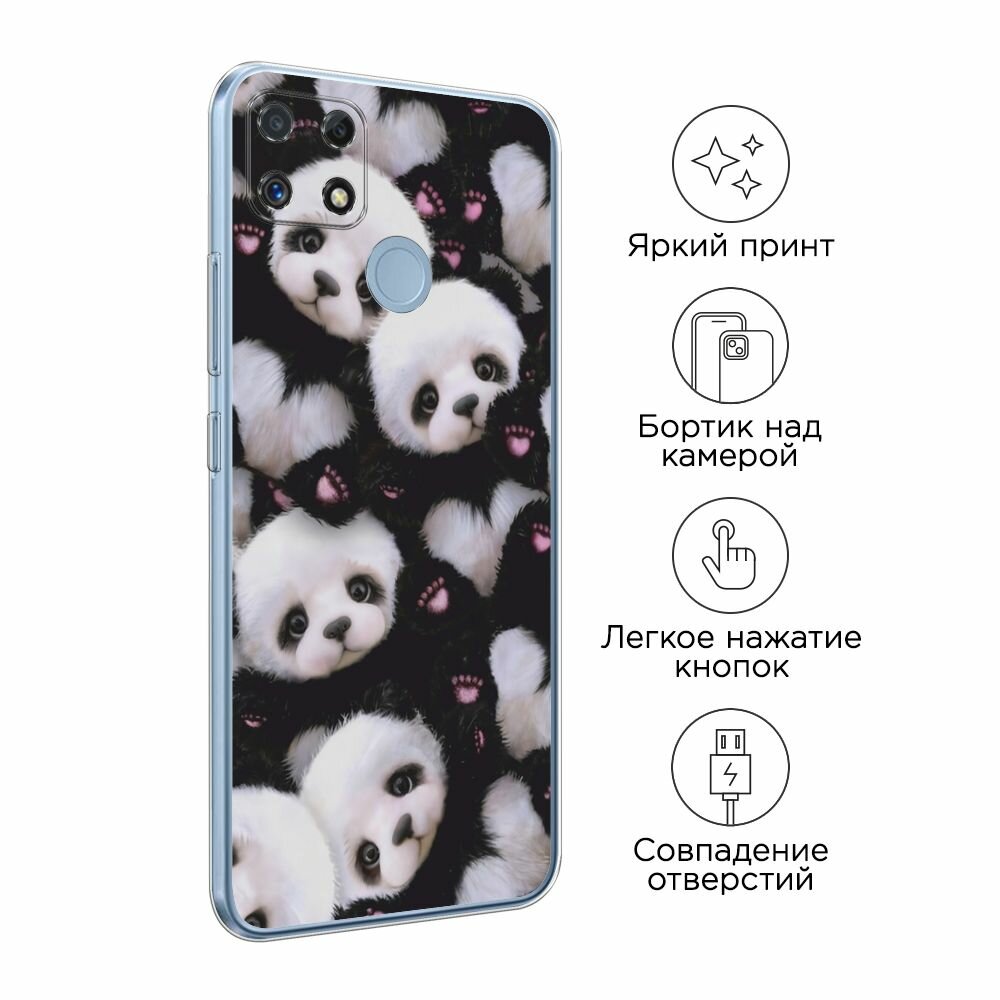 Чехол на Realme C25/C25s / Реалми С25/C25s с принтом "Море панд" — фото 1