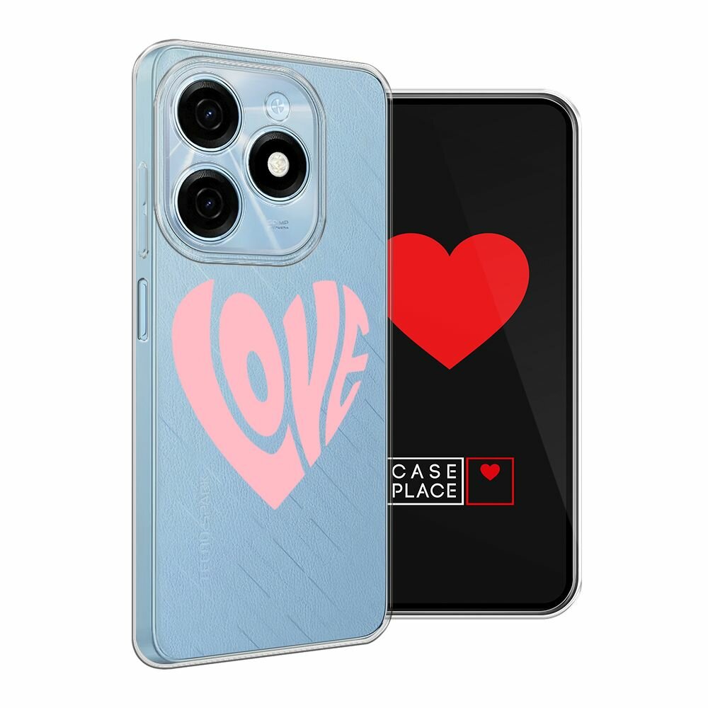 Чехол на Tecno Spark 20 / Текно Спарк 20 с принтом "Love heart 3 - 14 февраля", прозрачный — фото 1