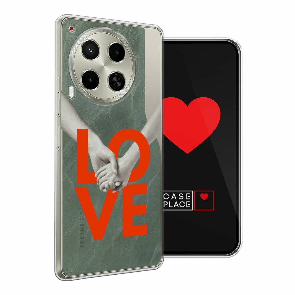 Чехол на Tecno Camon 30 5G / Текно Камон 30 5G с принтом "Love holding hands - 14 февраля", прозрачный — фото 1