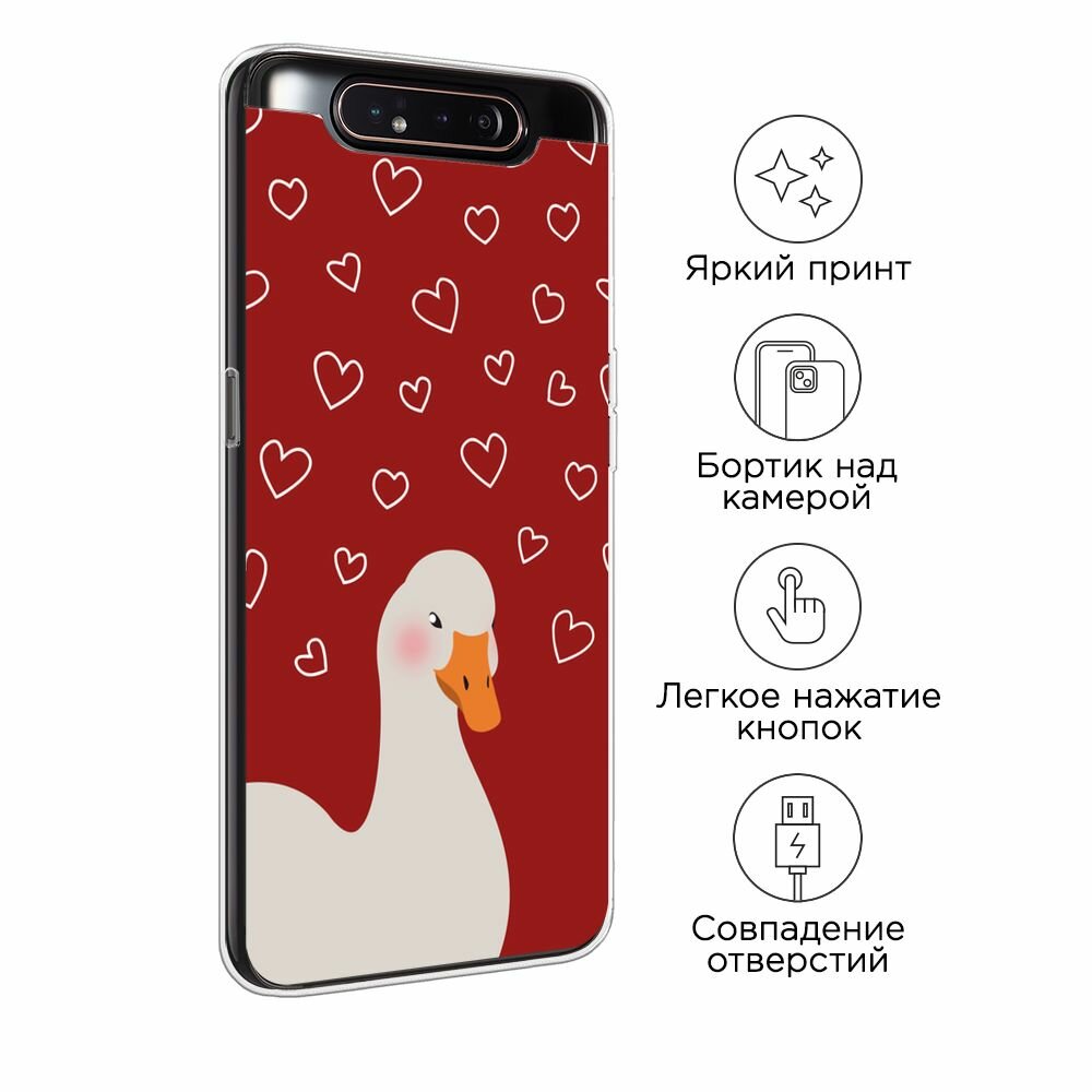 Чехол на Samsung Galaxy A80 / Самсунг Гэлакси A80 с принтом "Влюблённый гусь 1 - 14 февраля" — фото 1