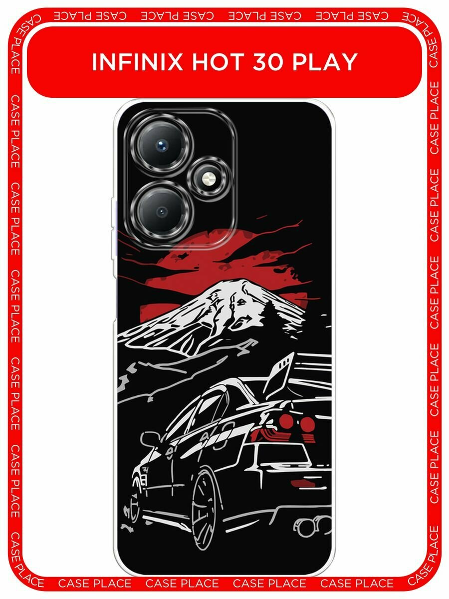 Чехол на Infinix Hot 30 Play / Инфиникс Хот 30 Плей с принтом "Машина в горах JDM"