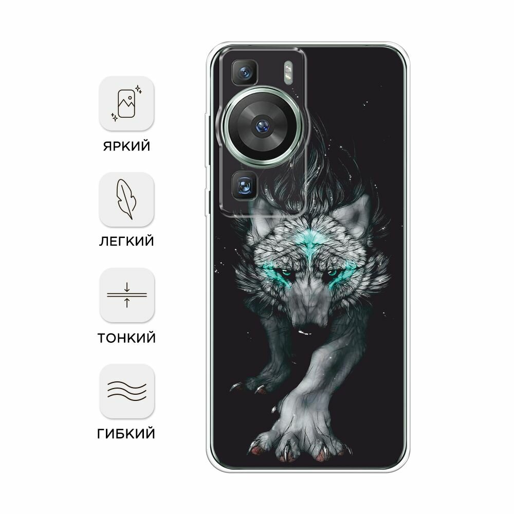 Чехол на Huawei P60/P60 Pro / Хуавей P60/P60 Про с принтом "Крадущийся волк" — фото 1
