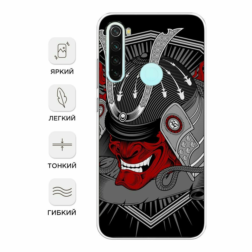 Чехол на Xiaomi Redmi Note 8 / Сяоми Редми Нот 8 с принтом "Красная маска самурая" — фото 1