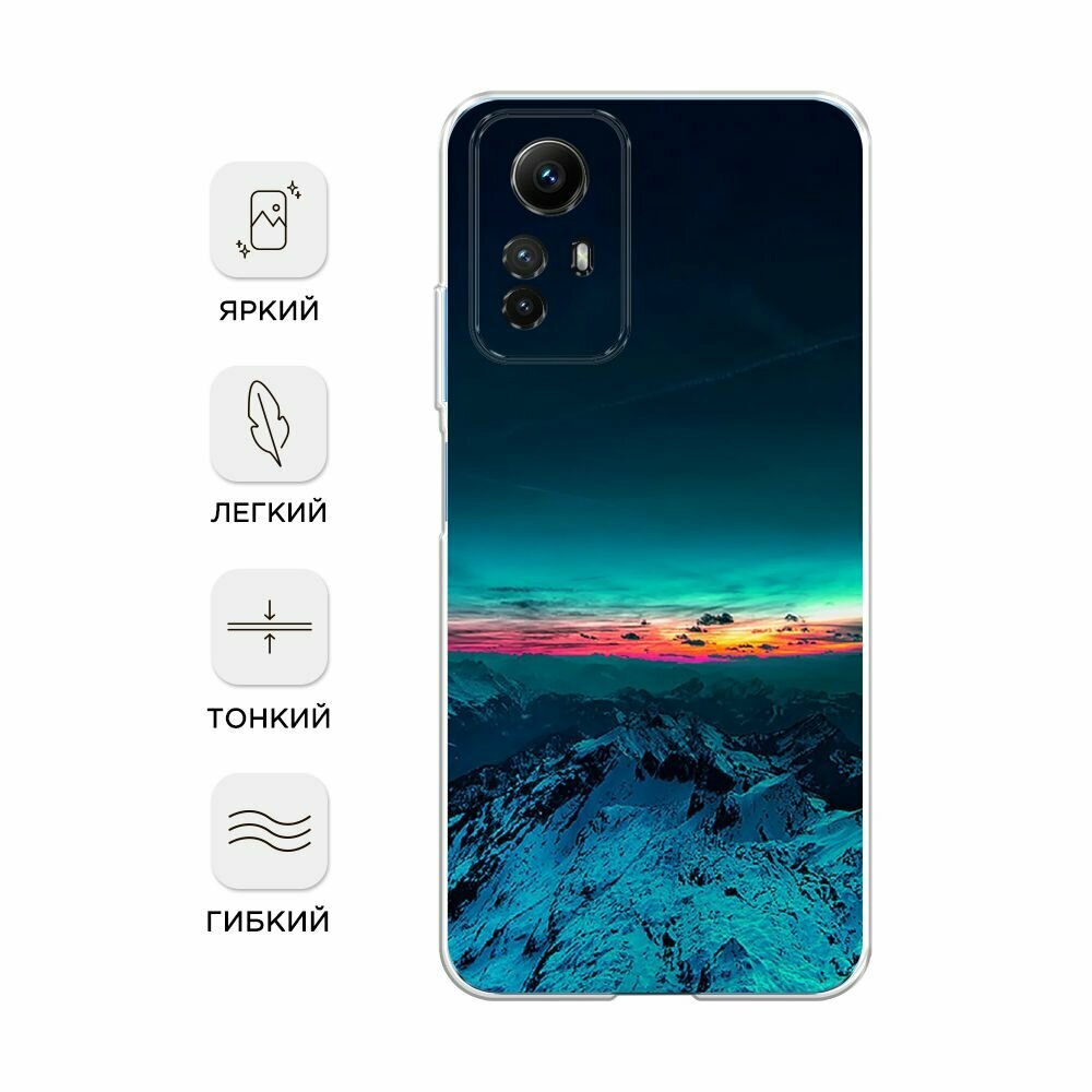 Чехол на Xiaomi Redmi Note 12S / Сяоми Редми Ноут 12S с принтом "Закат в горах" — фото 1