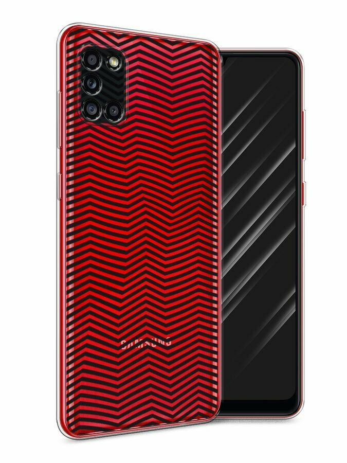 Чехол на Samsung Galaxy A31 / Самсунг Галакси А31 с принтом "Зрительный обман черный", прозрачный