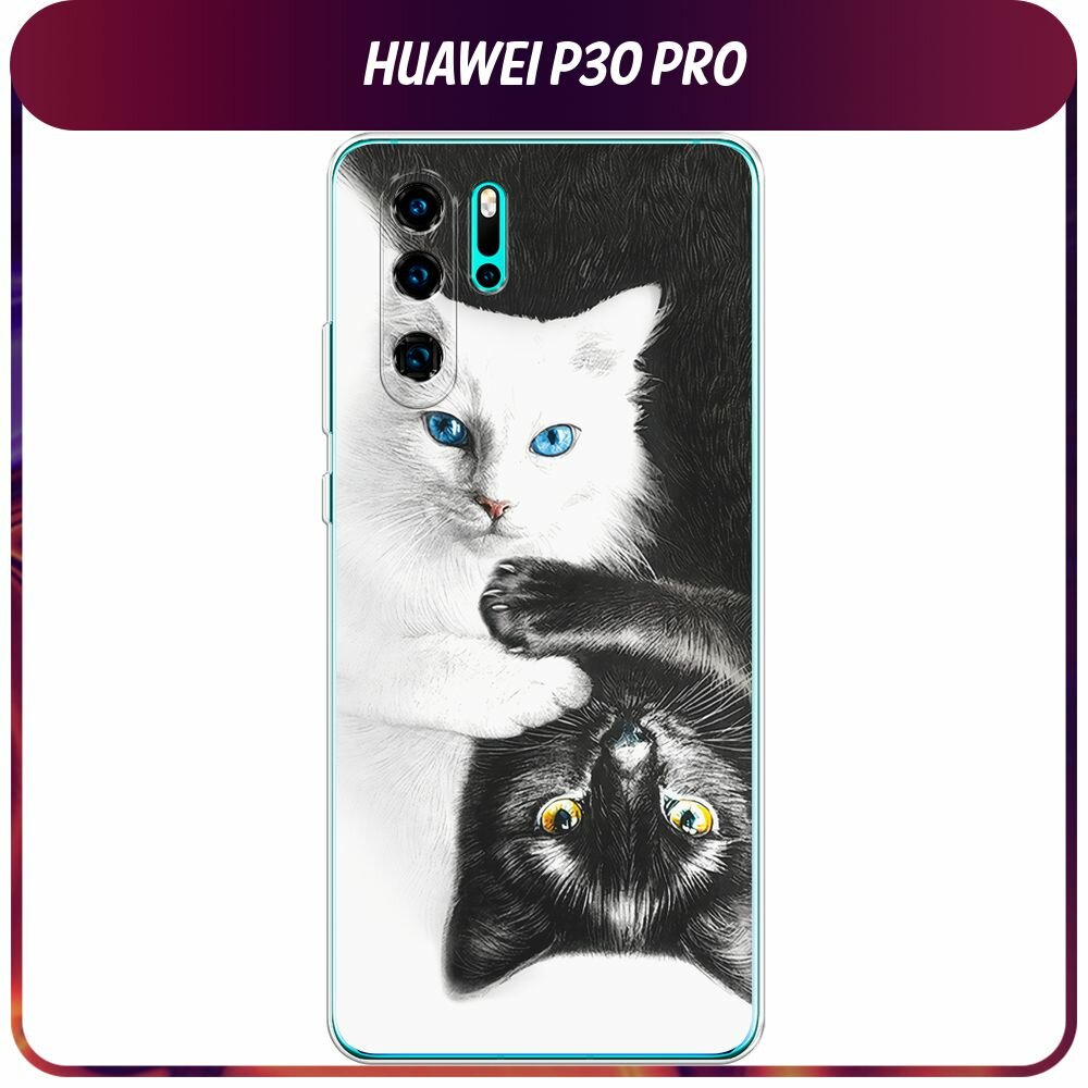 Чехол на Huawei P30 Pro / Хуавей П30 Про с принтом "Коты Инь-Янь"