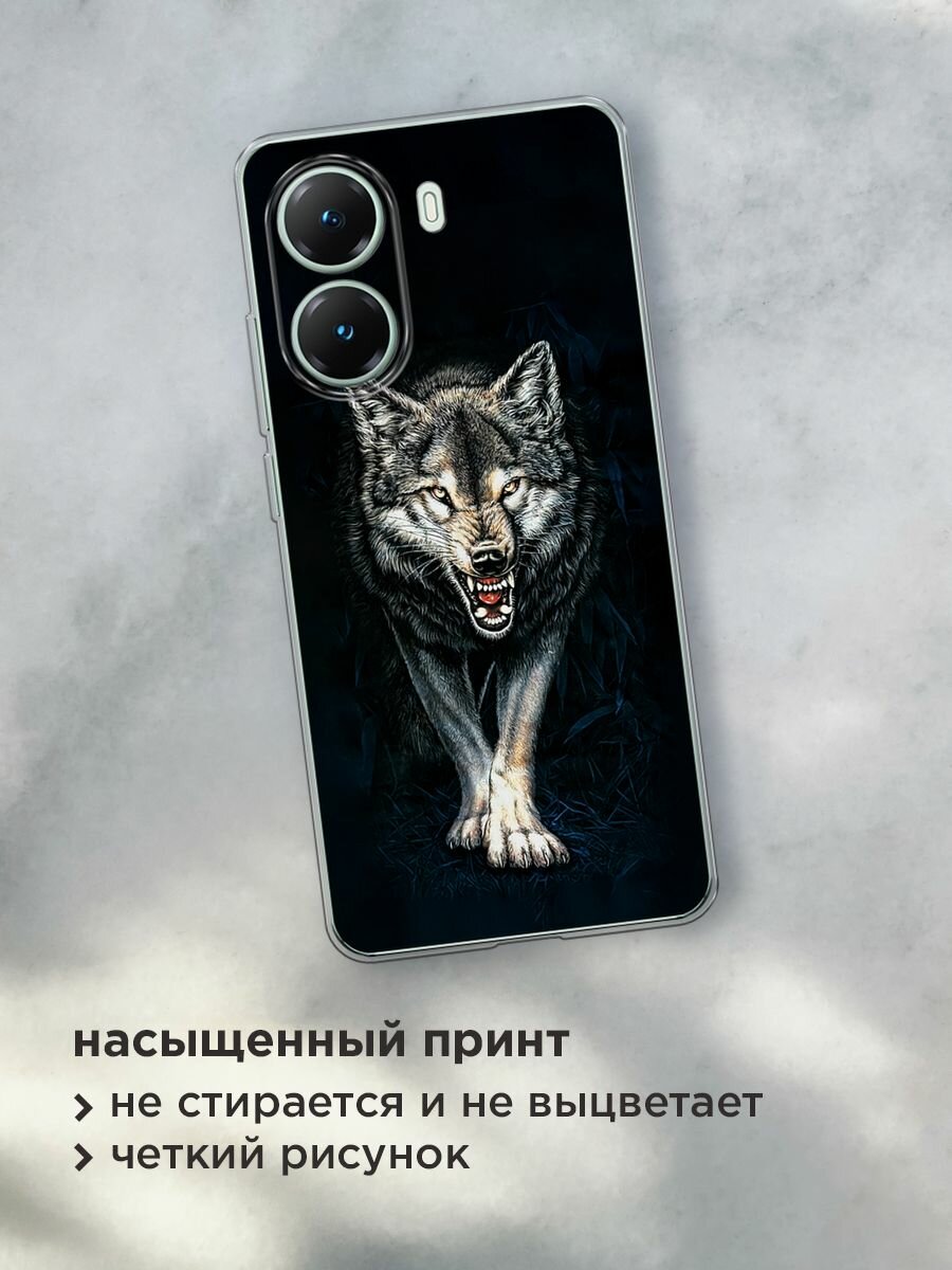 Чехол на Poco X7 Pro / Поко X7 Про с принтом "Злобный волк из ночи" — фото 1