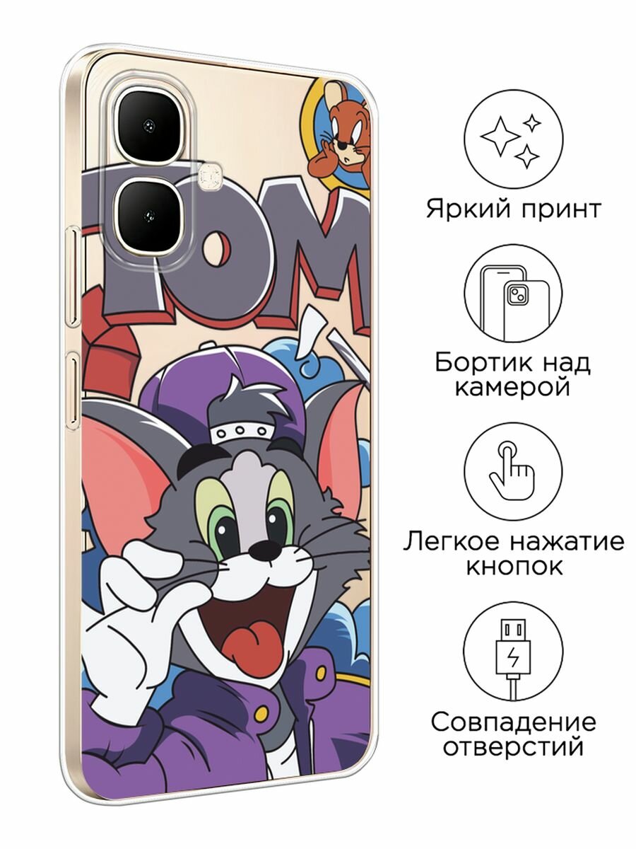 Чехол на Infinix Smart 10 / Инфиникс Смарт 10 с принтом "Том в кепке", прозрачный — фото 1