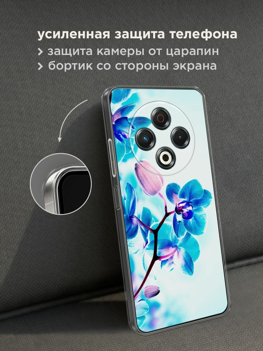 Чехол на Tecno Spark 30 / Текно Спарк 30 с принтом "Голубая орхидея" — фото 1