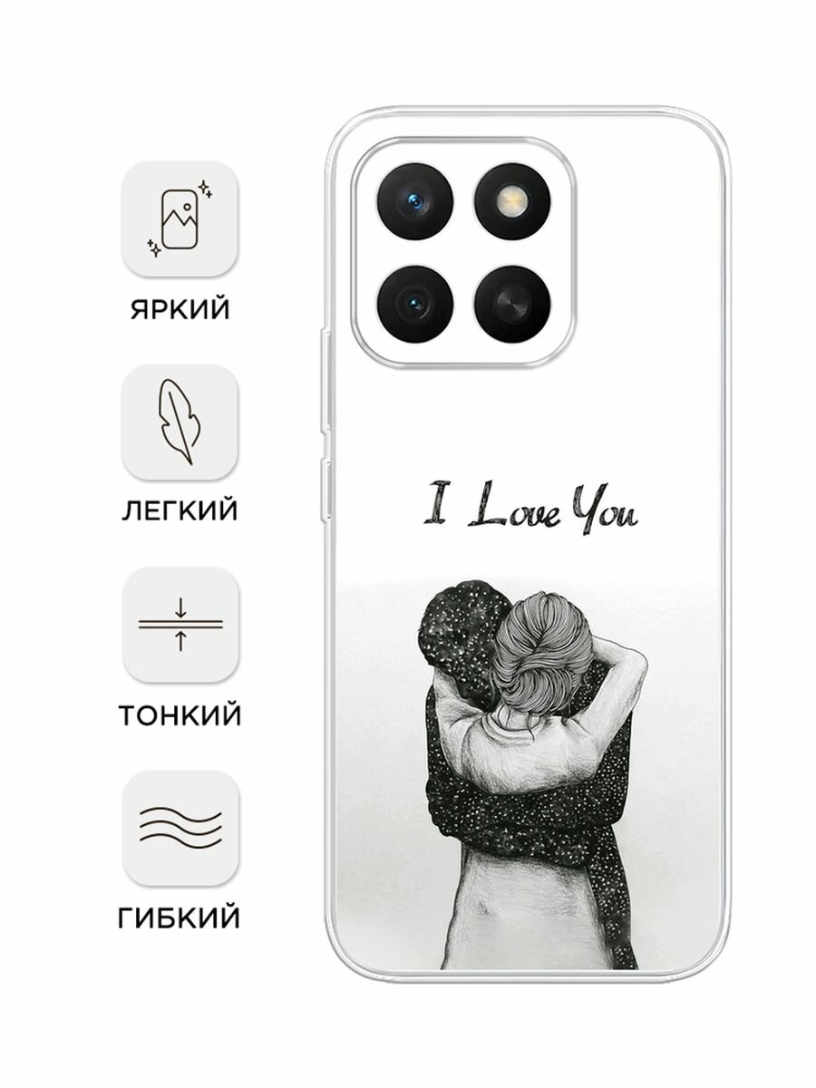Силиконовый чехол на Honor X8c / Хонор X8c с принтом I love you 1 — фото 1