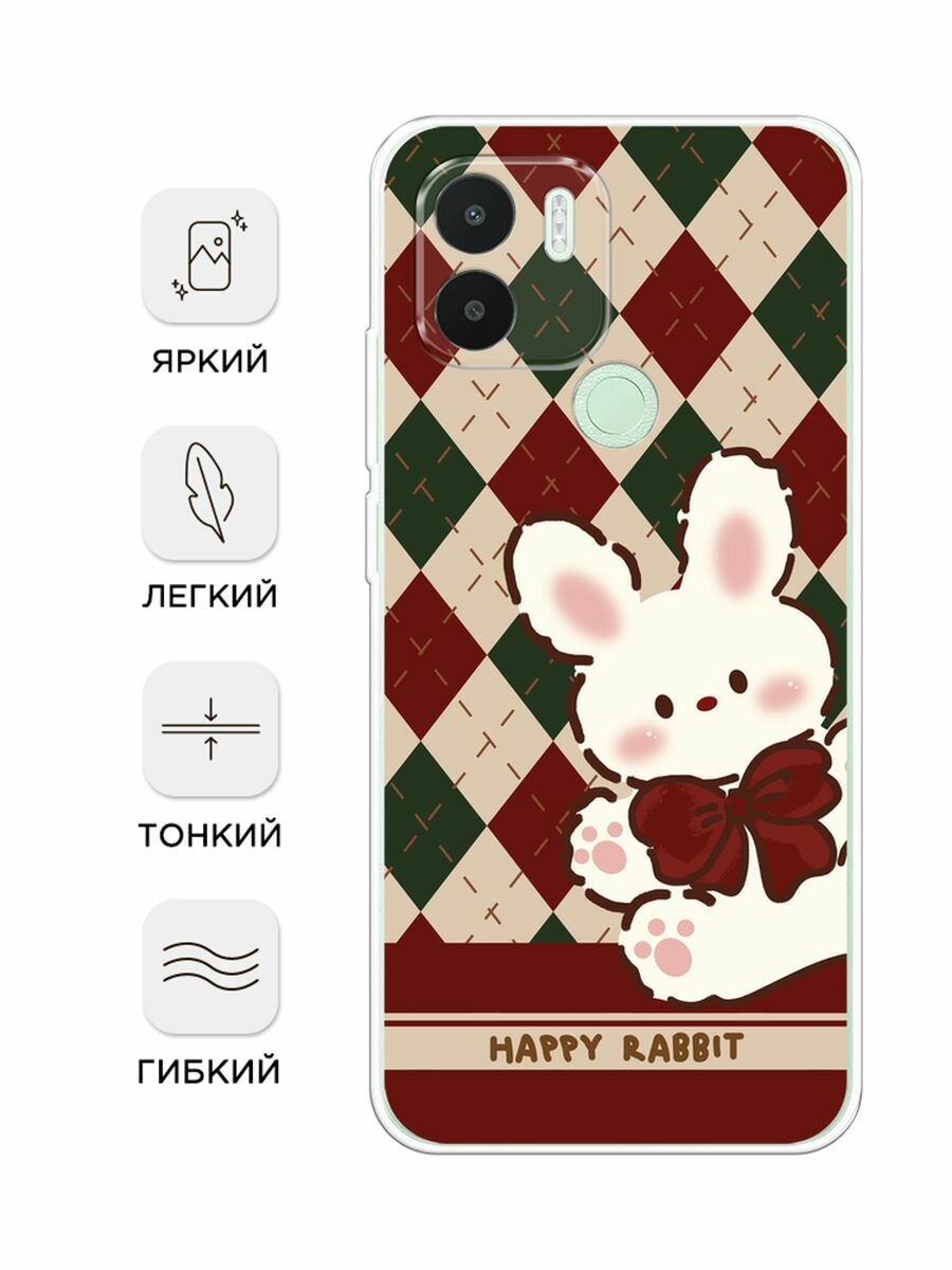 Чехол на Xiaomi Redmi A1+/Redmi A2+/Poco C51/C50 / Редми A1+ с принтом Праздничный кролик — фото 1