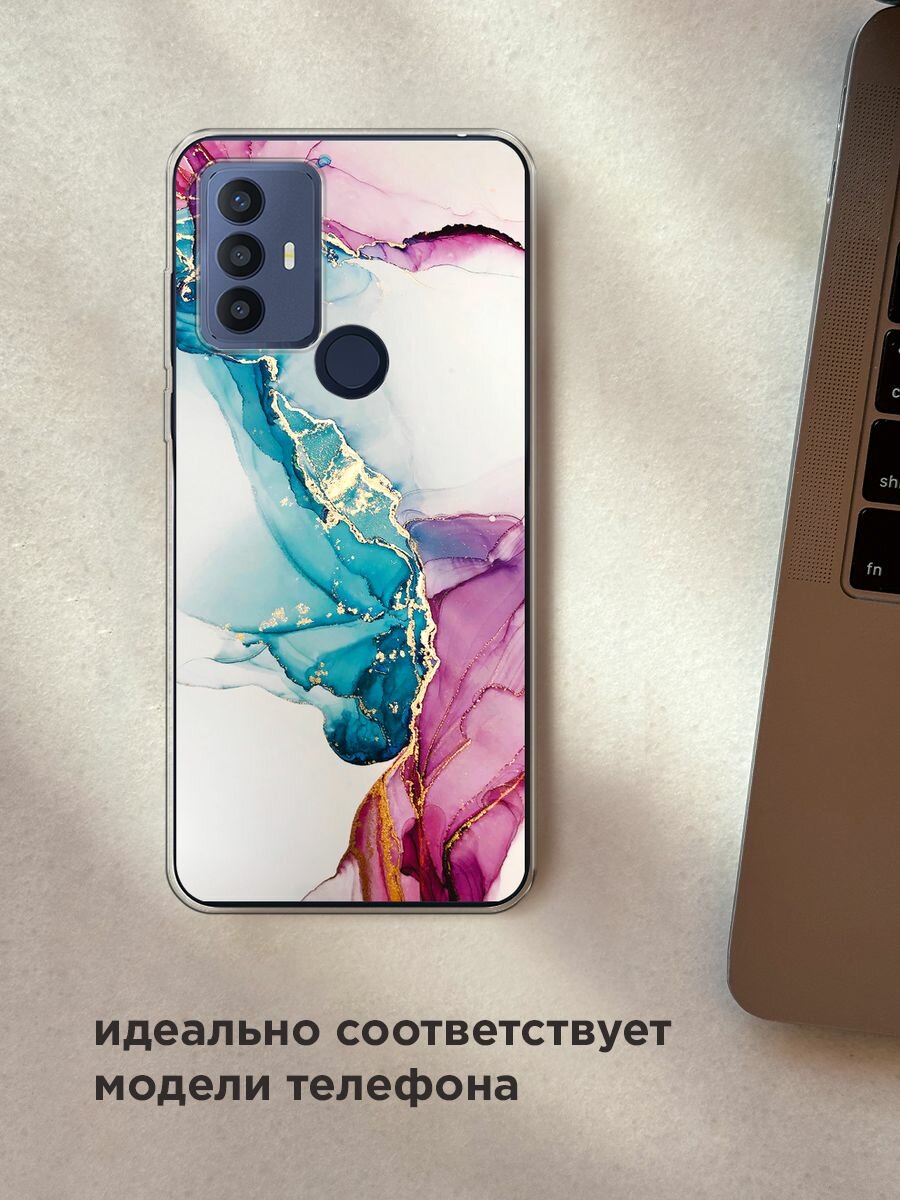 Чехол на TCL 30E/30 SE/305/306 / ТСЛ 30E с принтом "Розовые разводы рисунок" — фото 1