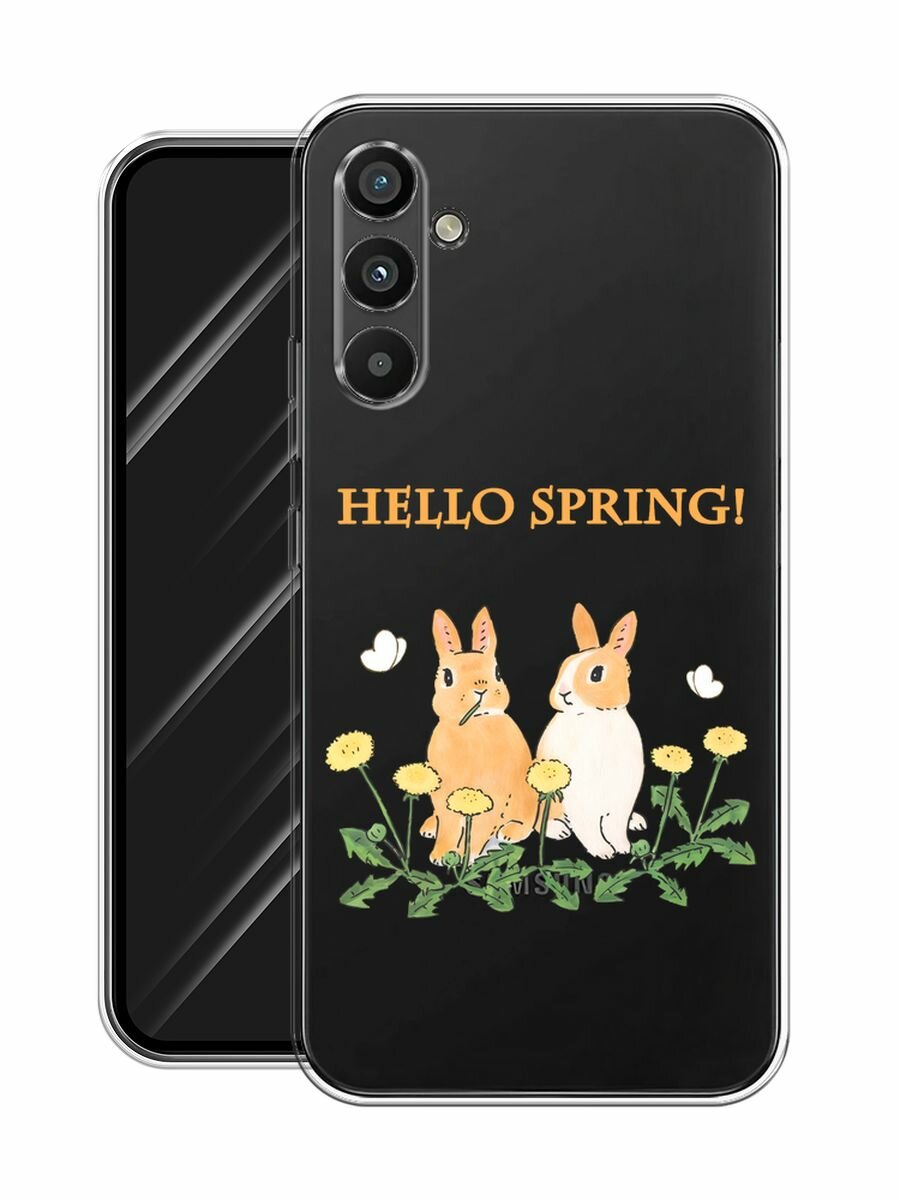 Чехол на Samsung Galaxy A34 / Самсунг A34 с принтом "Весенние кролики", прозрачный — фото 1