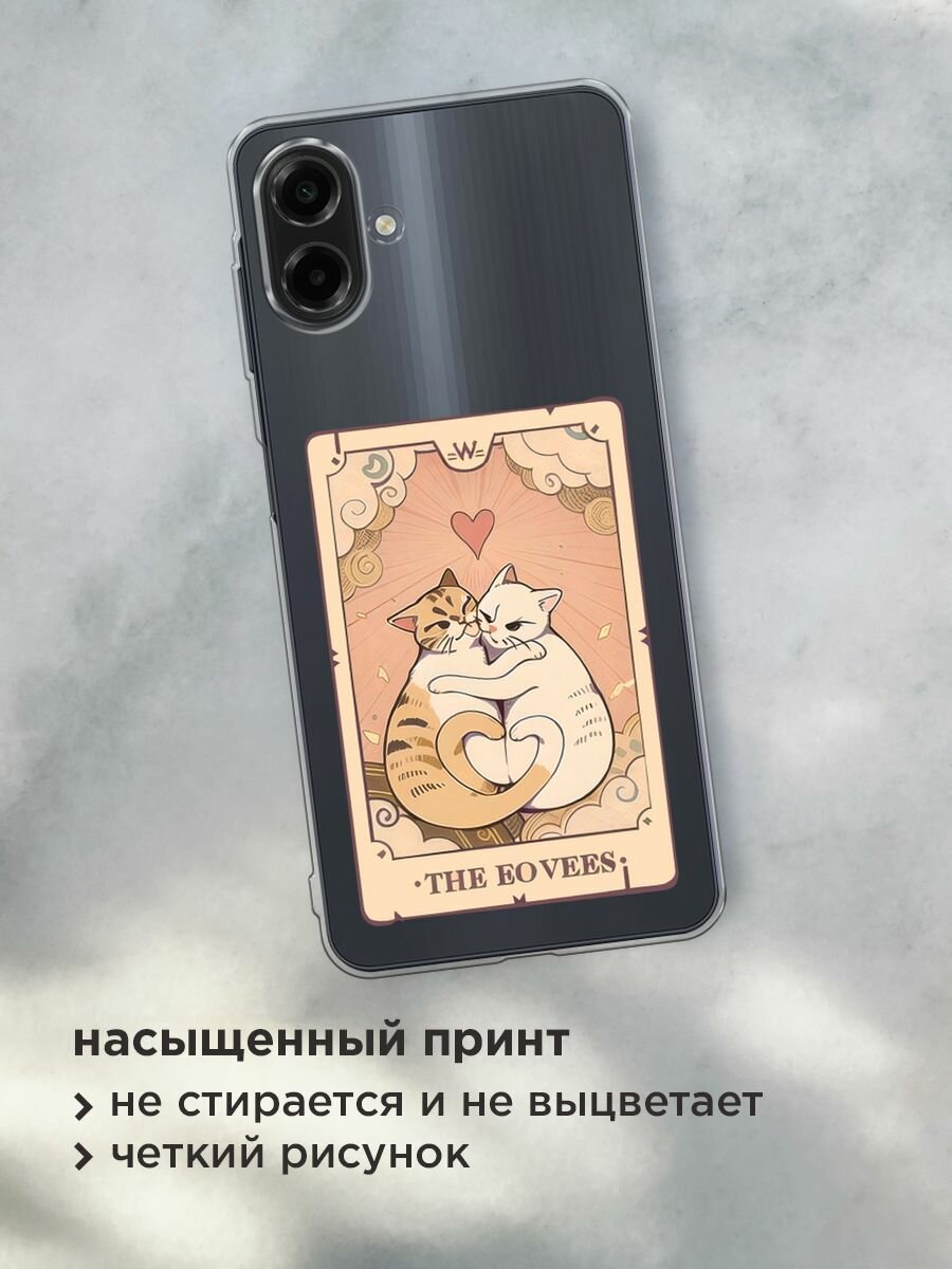 Чехол на Samsung Galaxy A07 / Самсунг А07 с принтом "The lovers cats 2 - 14 февраля", прозрачный — фото 1