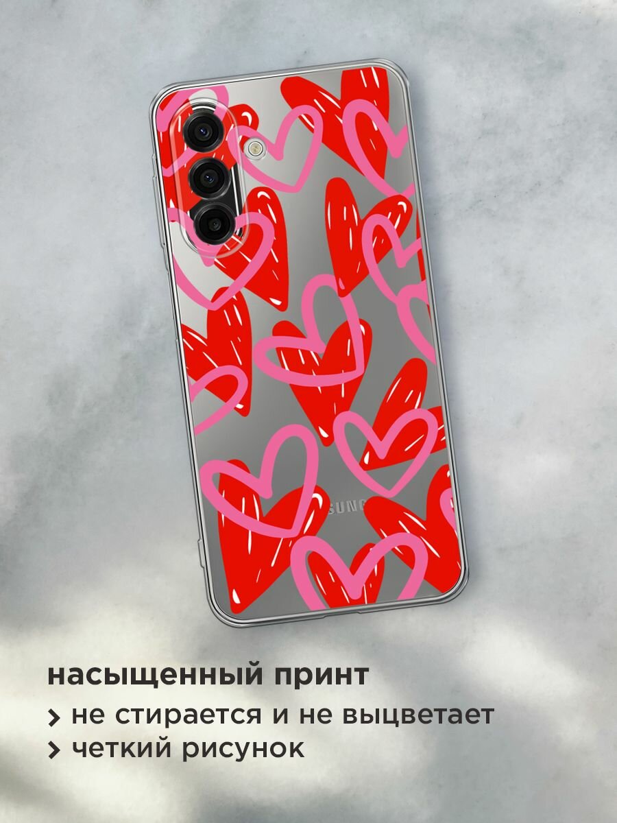 Чехол на Samsung Galaxy A17/A18 / Самсунг А17/А18 с принтом "Hearts doodles - 14 февраля", прозрачный — фото 1