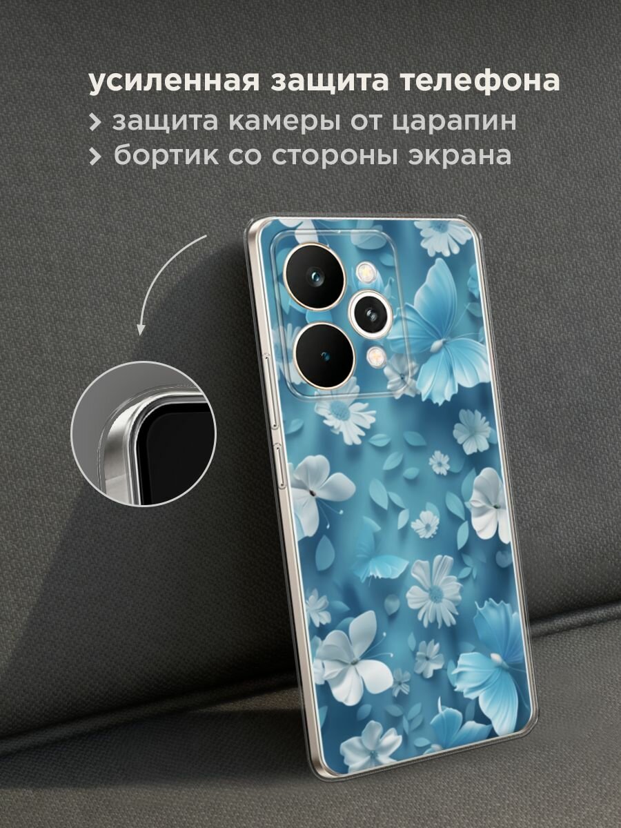 Чехол на Realme 15 Pro / Реалми 15 Про с принтом "Голубые глазурные цветы" — фото 1