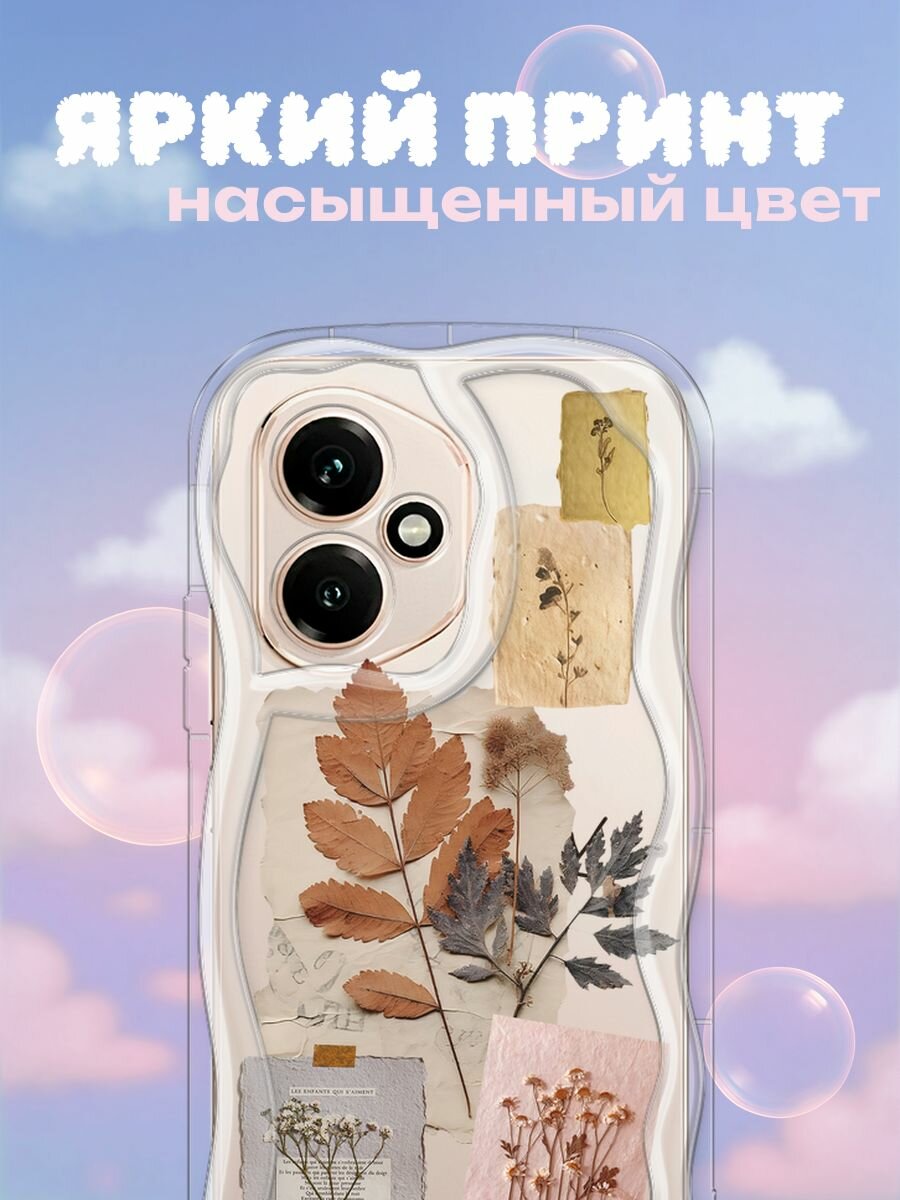 Чехол на Honor 400 / Хонор 400 с принтом "Сухоцветы", прозрачный — фото 1