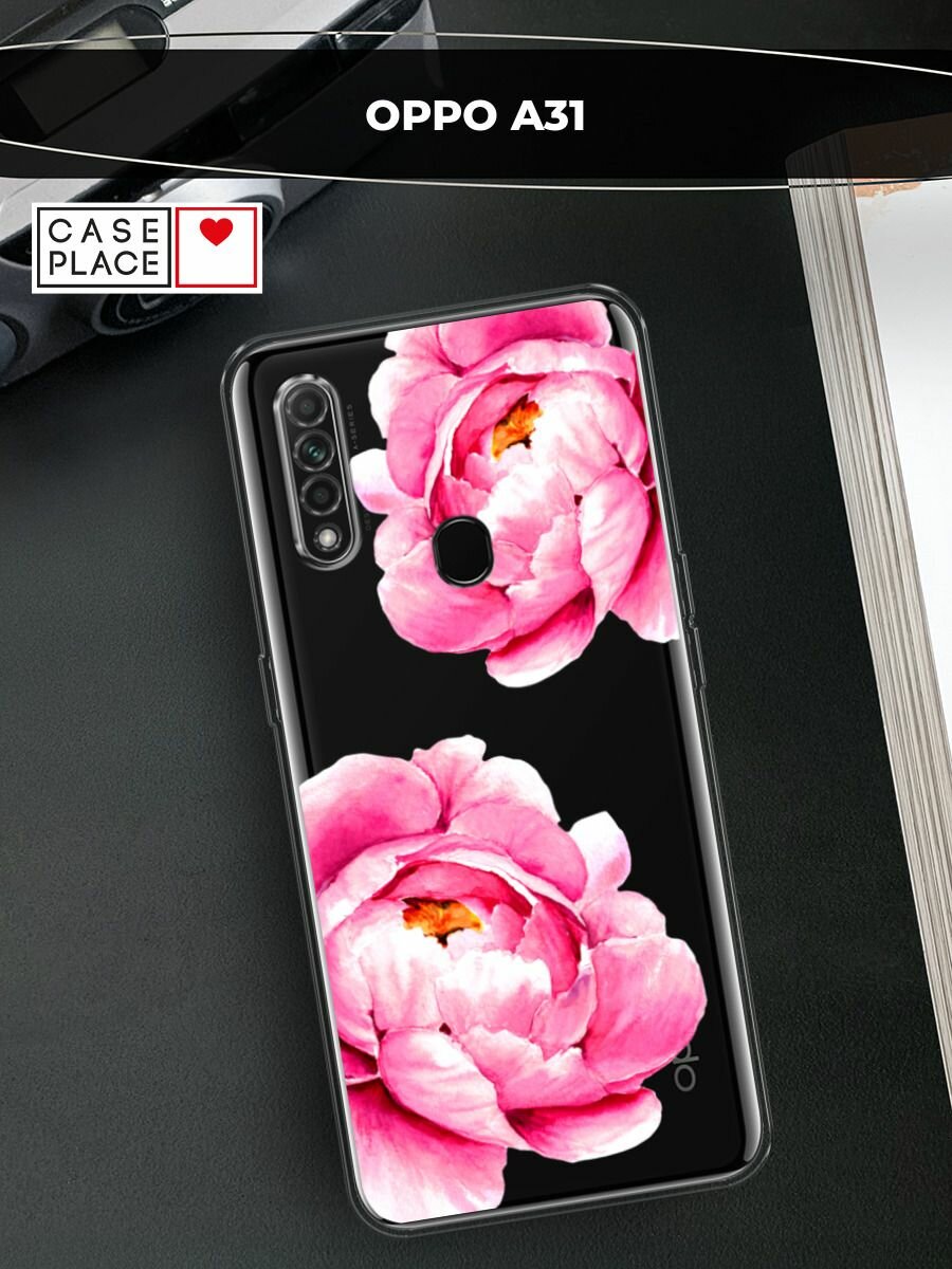 Чехол на Oppo A31 / Оппо А31 с принтом "Open peonies", прозрачный