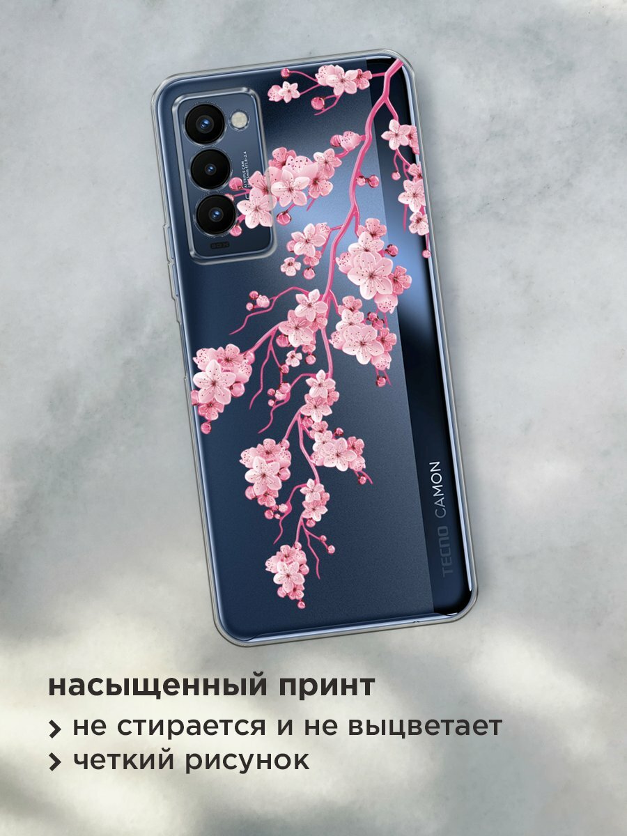 Чехол на Tecno Camon 18P / Техно Камон 18Р с принтом "Ветка сакуры 2" — фото 1