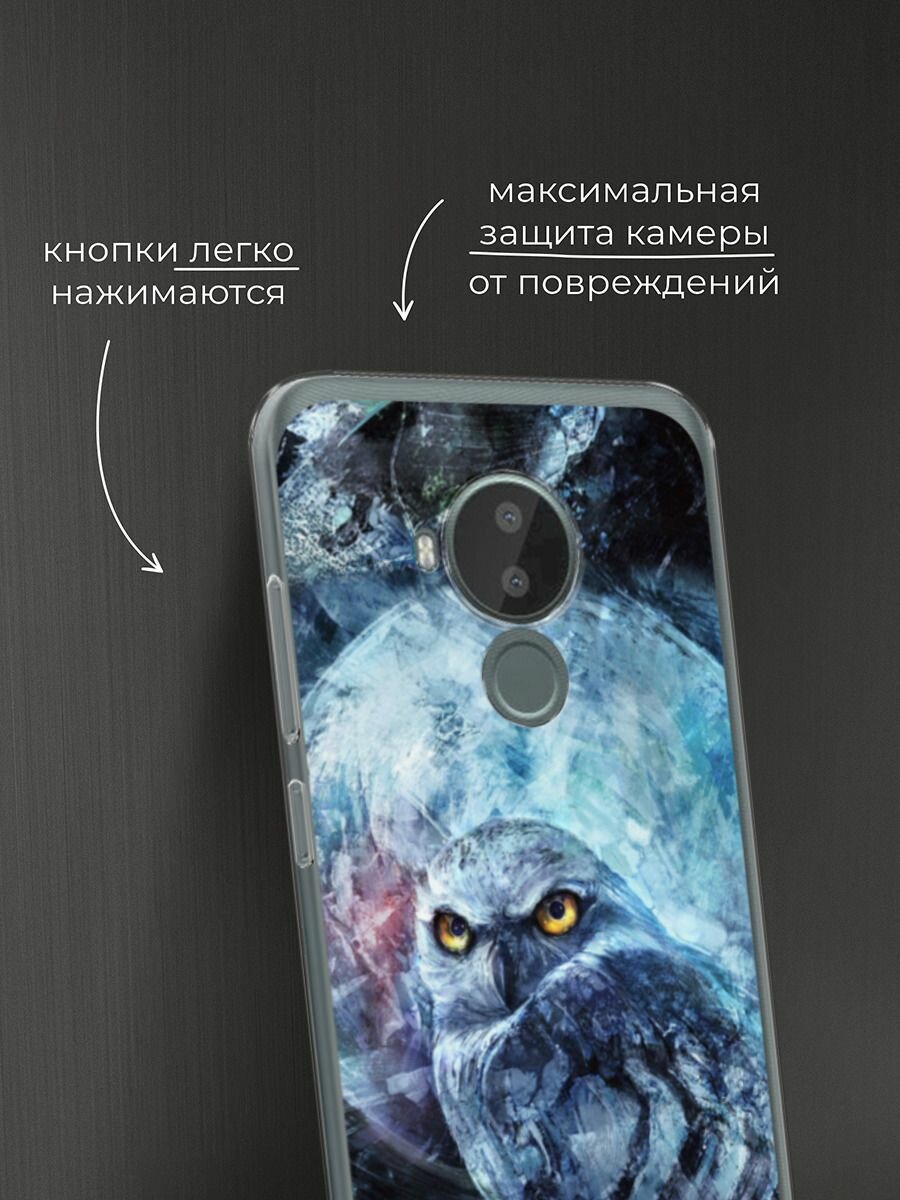 Силиконовый чехол на Nokia C30 / Нокия C30 с принтом "Сова арт 8" — фото 1