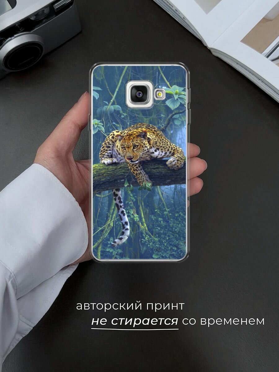 Чехол на Samsung Galaxy A3 2016 / Самсунг Галакси А3 2016 с принтом "Леопард охотник" — фото 1