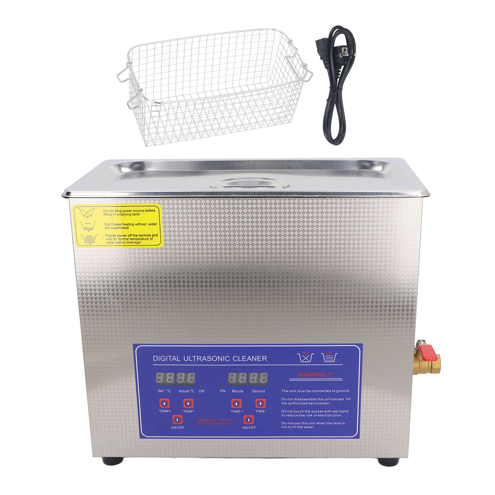 Ультразвуковая ванна 6л, 180W, 40KHz, с нагревом 300W, EU Plug