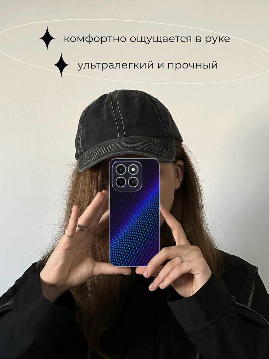 Силиконовый чехол на Honor X6c / Хонор X6c с принтом "Синий карбон" — фото 1