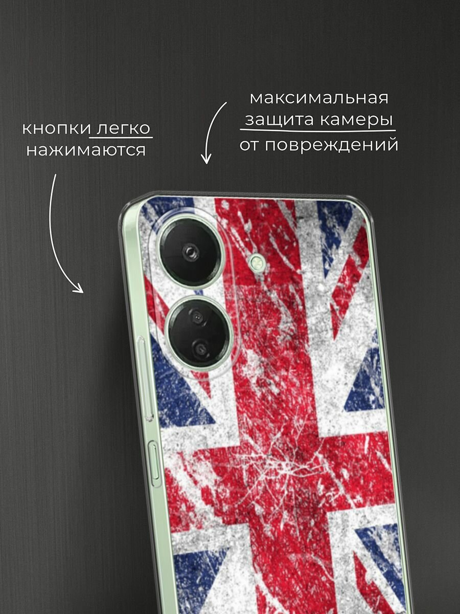 Чехол на Xiaomi Redmi 13C/Poco C65 / Сяоми Редми 13C/Поко С65 с принтом "Флаг британский" — фото 1