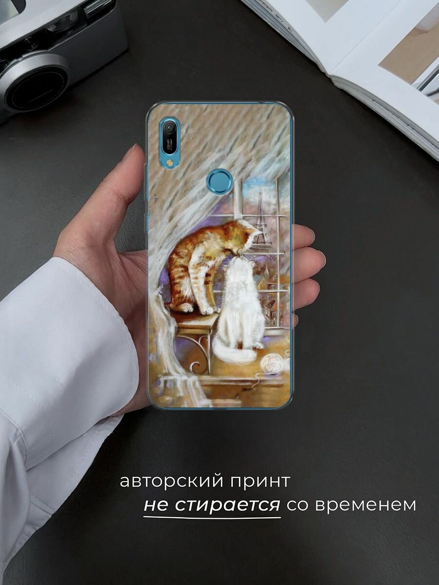 Чехол на Honor 8A/8A Pro/Huawei Y6s/Y6 2019 / Хонор 8А с принтом "Влюбленные котики 1" — фото 1