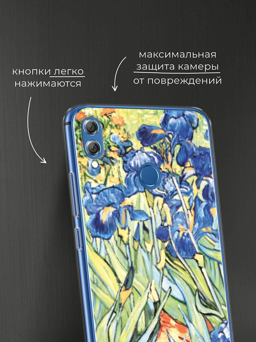 Силиконовый чехол на Honor 8X / Хонор 8Х с принтом "Ирисы Ван Гог" — фото 1