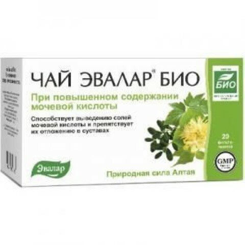 Чай Эвалар при повышенном содержании мочевой кислоты, 20 фильтр-пакетов
