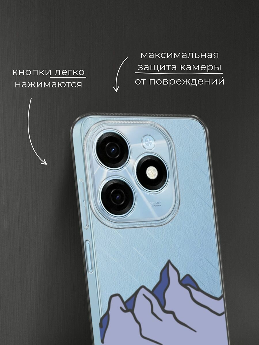 Чехол на Tecno Spark 20 / Текно Спарк 20 с принтом "Гора", прозрачный — фото 1