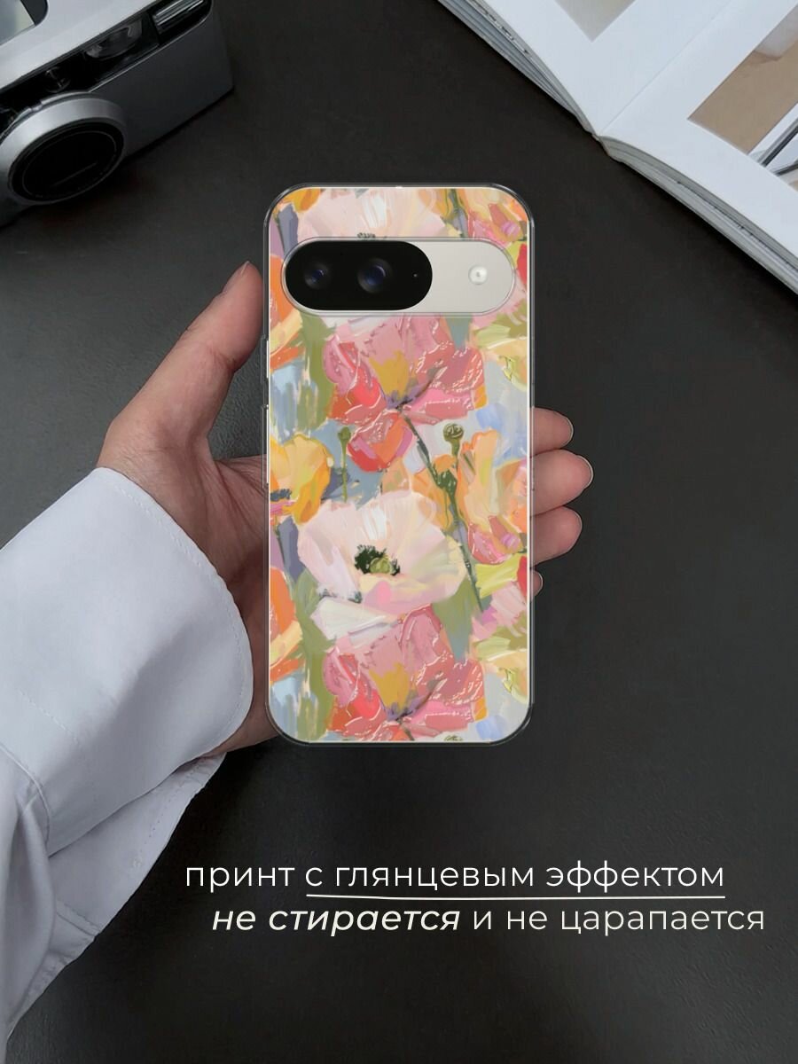 Чехол на Google Pixel 9 / Гугл Пиксель 9 с принтом "Акварельные анемоны" — фото 1