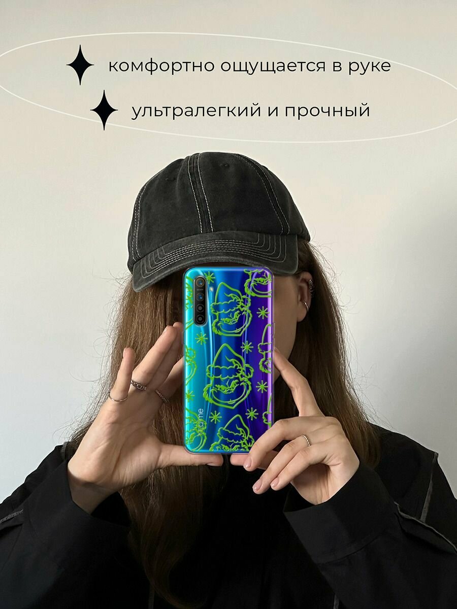 Чехол на Realme XT / Реалми XT с принтом "Зеленый Гринч 3" — фото 1