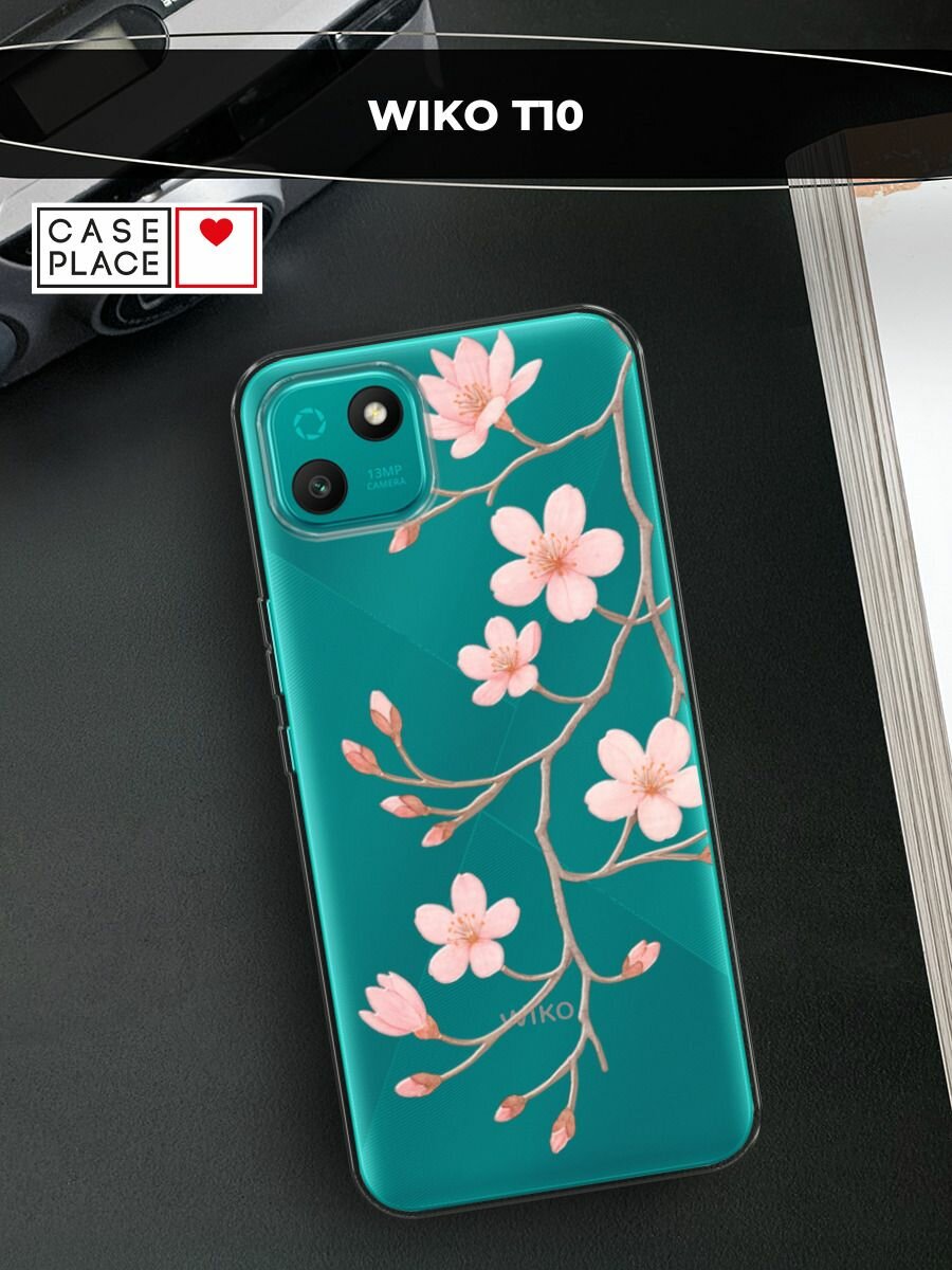 Чехол на Wiko T10 / Вико Т10 с принтом "Веточка распускающейся сакуры 2"
