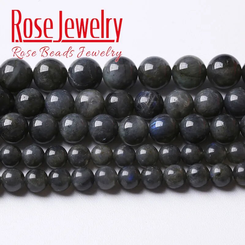 Синий лунный камень бусины Rose and Beads Черный, 8mm 46pcs beads, A Black Labradorite