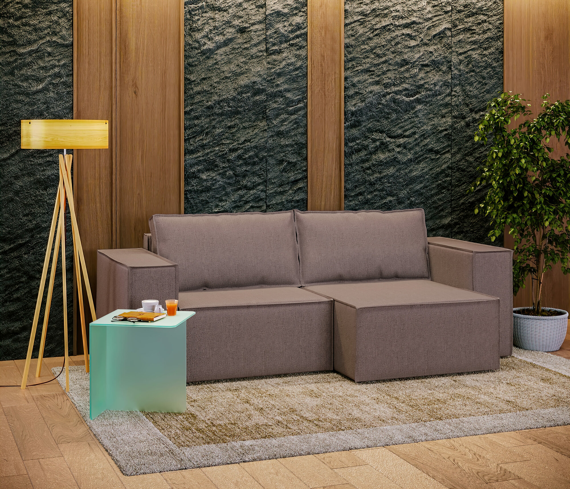 Угловой диван эби, еврокнижка, рогожка саванна плюс джава , ППУ