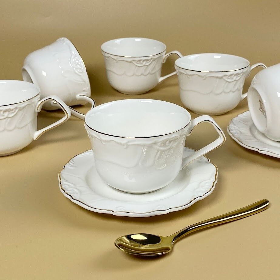 Чайный набор 12 предметов крокус золото