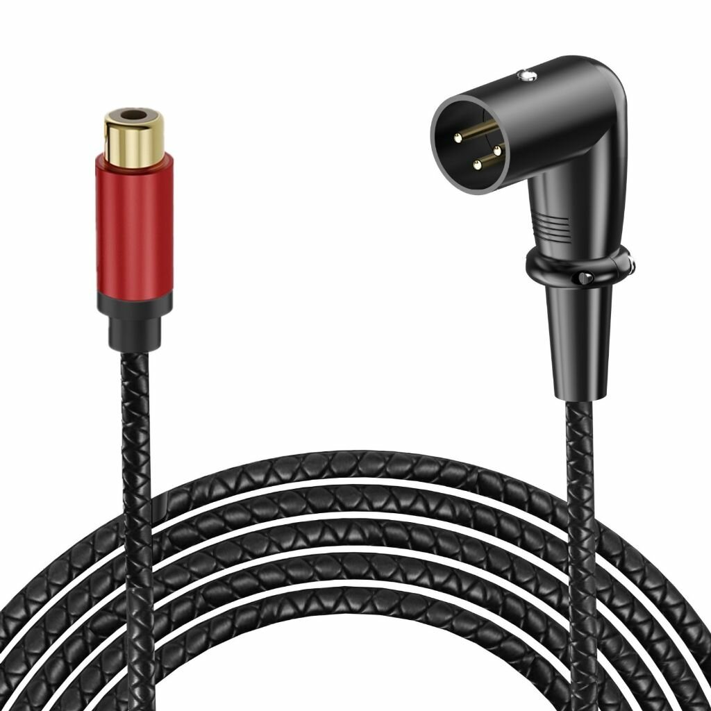 Текстура супер мягкой кожи с позолоченной головкой Адаптер аудиокабеля XLR male-RCA female-1,8 м-elbow