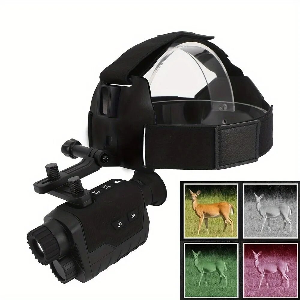 Охотничьи очки ночного видения mini с разрешением 4K HD на голову, 8-кратный цифровой зум, аккумуляторная батарея емкостью 3000 мАч, водонепроницаемый и пылезащитный класс защиты IP54
