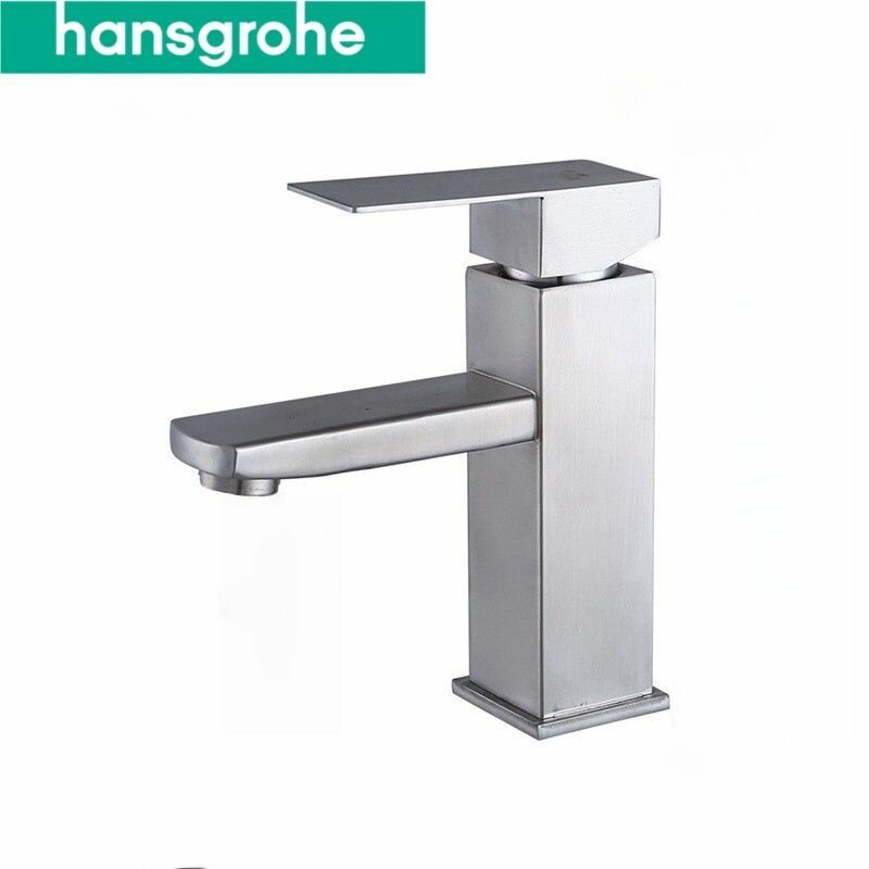 Смеситель Hansgrohe, серебристый, матовый, для ванной, латунь