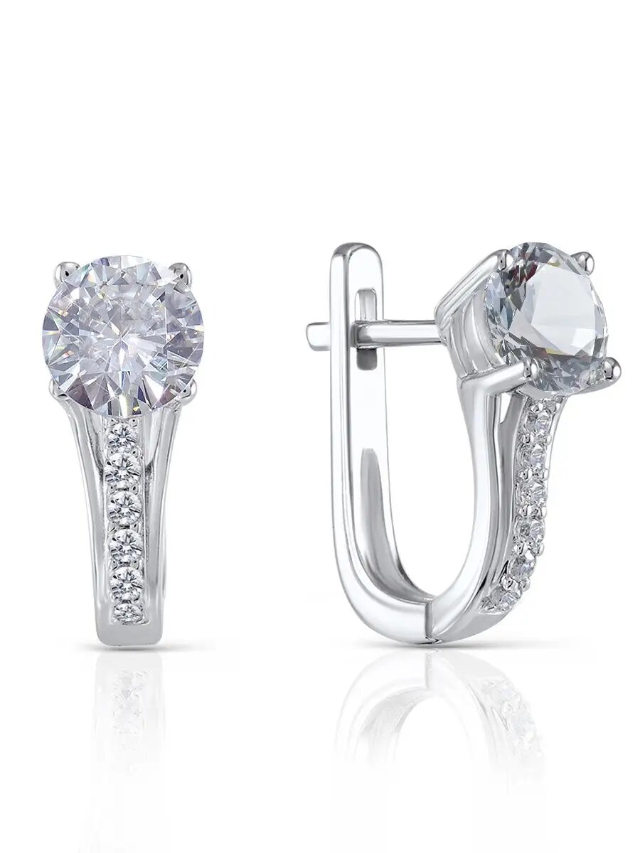 Серьги, серебро, 925 проба, фианит
