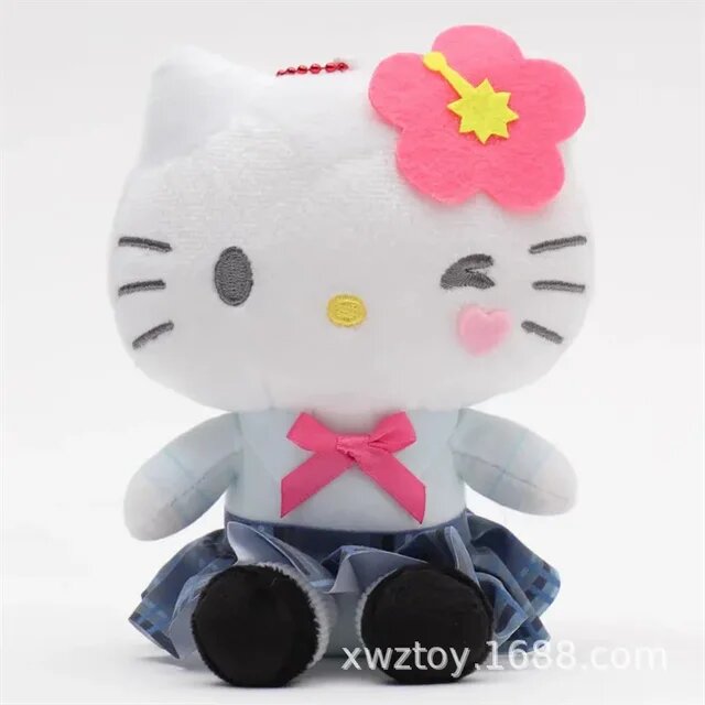 Новая чёрная кожаная униформа My Melody из серии Sakura, плюшевая кукла Куроми, сумка для хранения наушников и брелока, Высота: 15 см