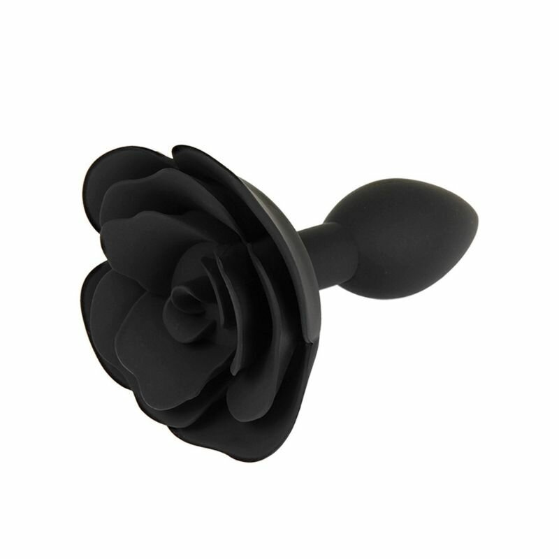Силиконовая розовая анальная пробка-Черный